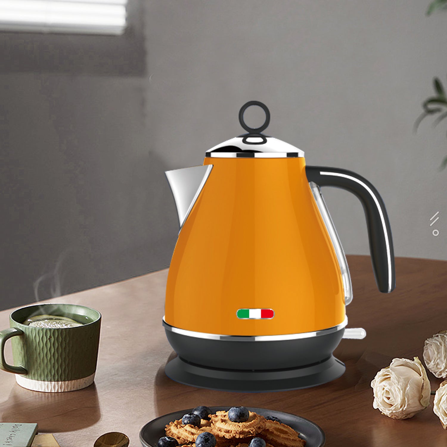 Vintage Electric Kettle Orange 1.7L Stainless Steel Auto OFF 2200W ...